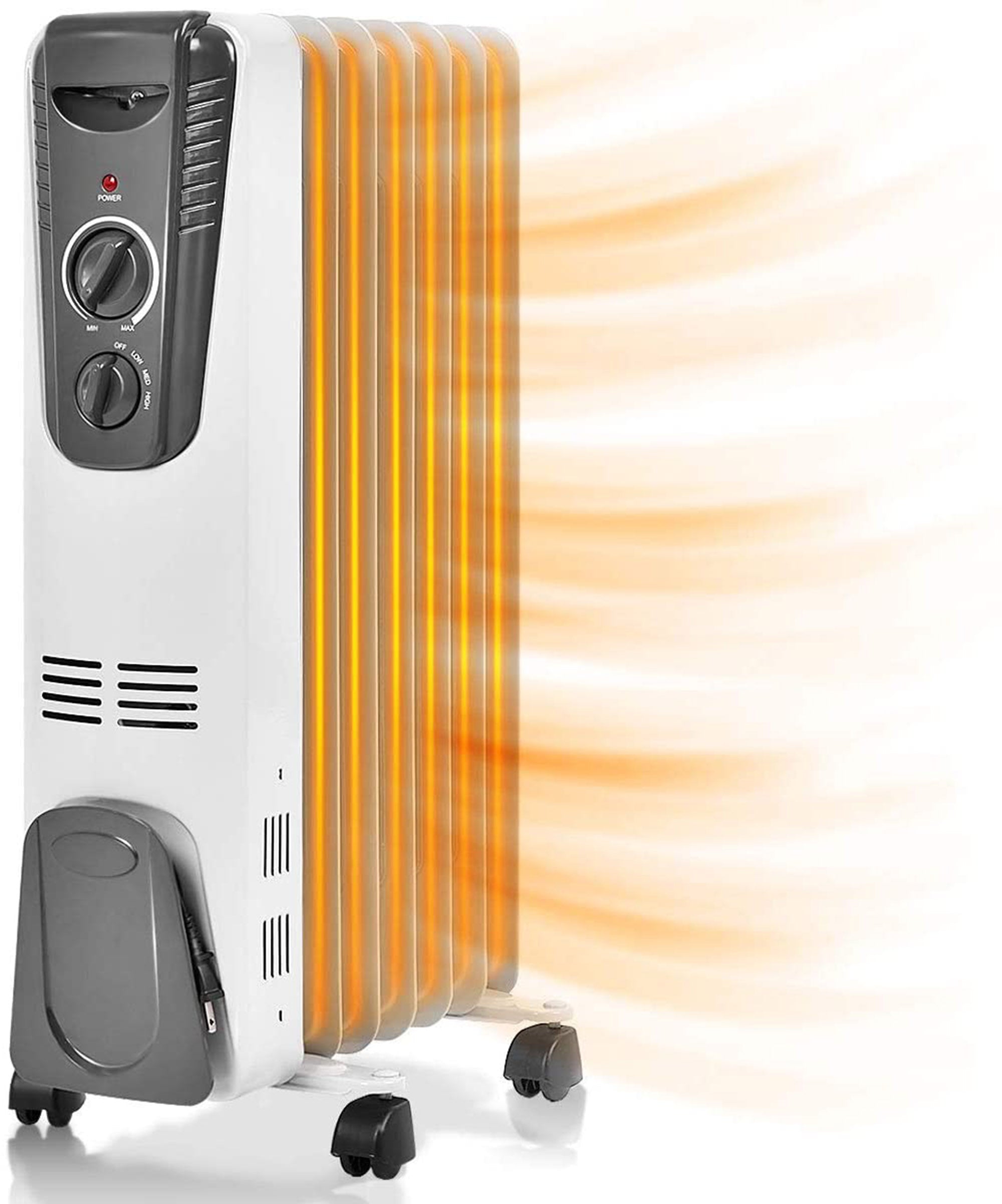 Gymax 1500W Oil Filled Radiator Heater Portable Space Heater w/ 3 Heat ...